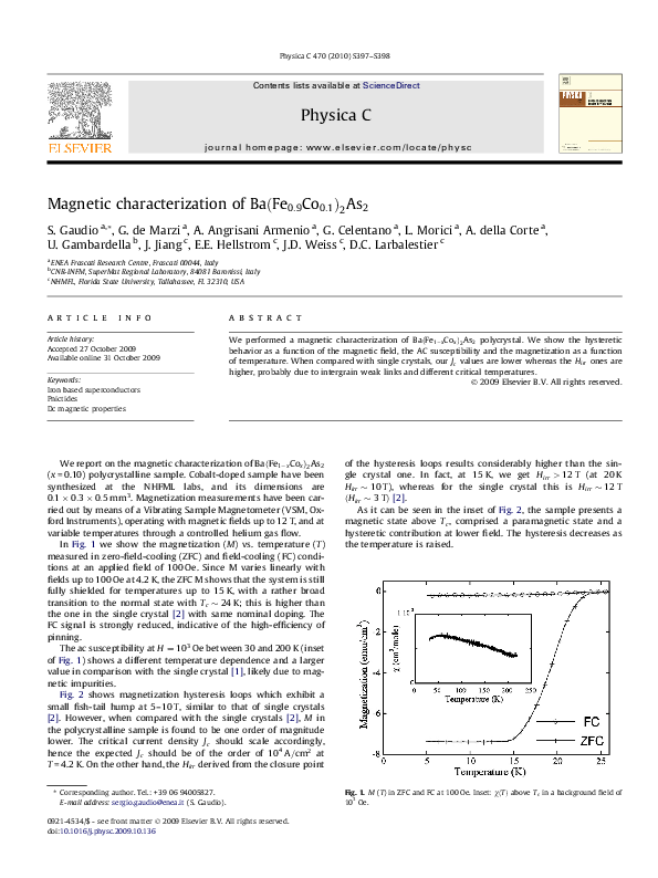 (PDF) Magnetic characterization of Ba(Fe0.9Co)2As