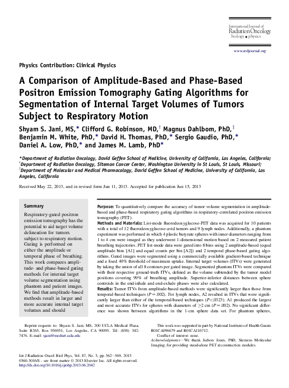 (PDF) A comparison of amplitude-based and phase-based positron emission tomography gating ...