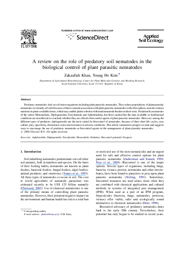 (PDF) A review on the role of predatory soil nematodes in the ...