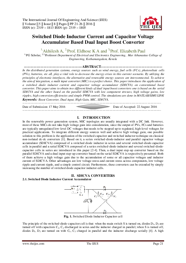 Pdf Switched Diode Inductor Current And Capacitor Voltage Accumulator Based Dual Input Boost