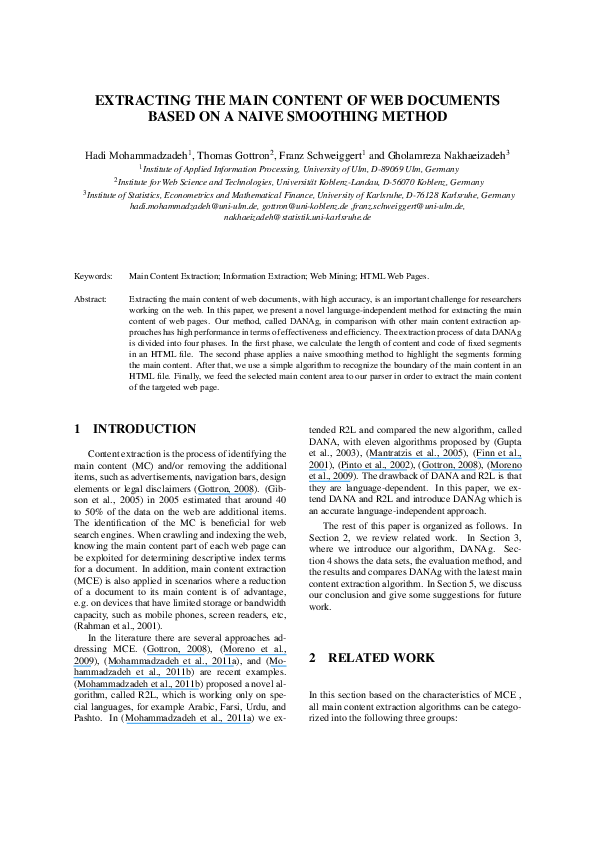 Pdf Extracting The Main Content Of Web Documents Based On Character Encoding And A Naive