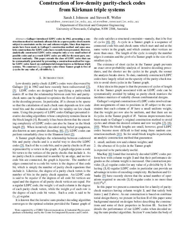 Pdf Construction Of Low Density Parity Check Codes By Superposition