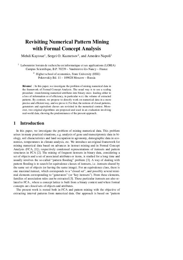 (PDF) Revisiting Numerical Pattern Mining with Formal Concept Analysis
