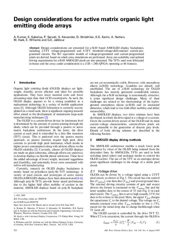 (PDF) Design considerations for active matrix organic light emitting ...