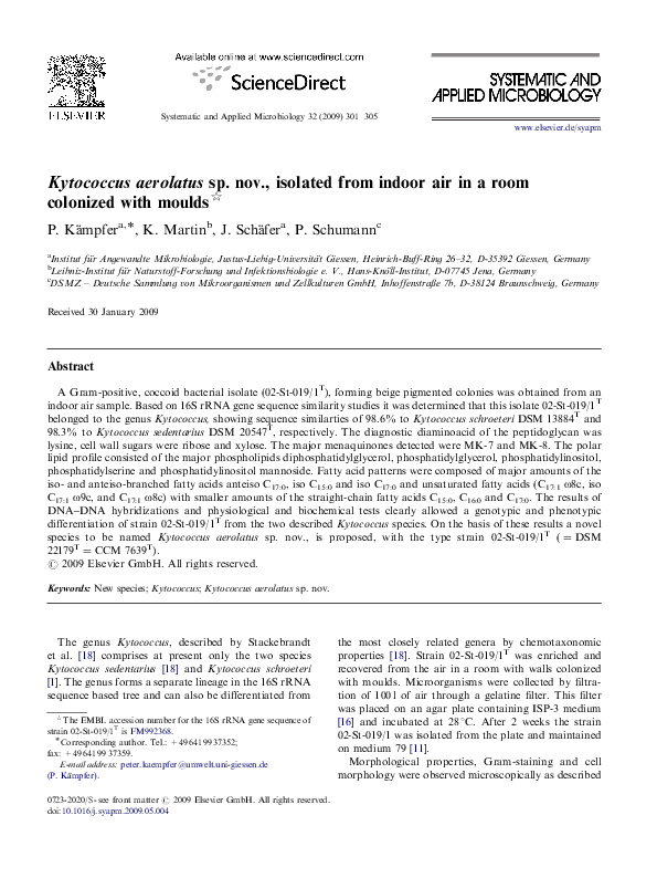 (PDF) Kytococcus aerolatus sp. nov., isolated from indoor air in a room ...