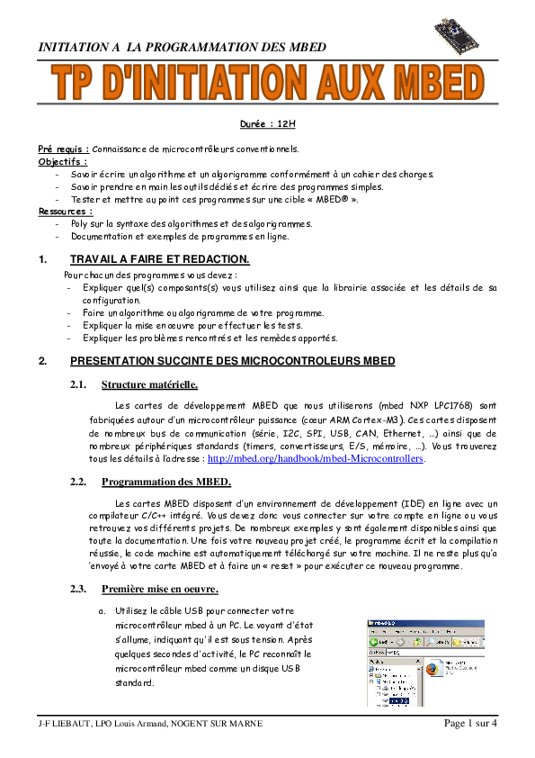 (PDF) INITIATION A LA PROGRAMMATION DES MBED