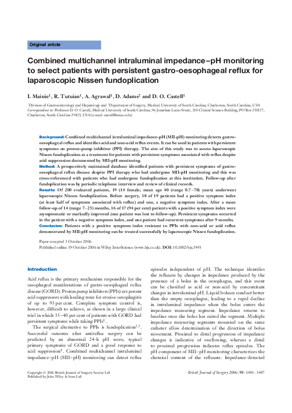 (PDF) Combined multichannel intraluminal impedance–pH monitoring to ...