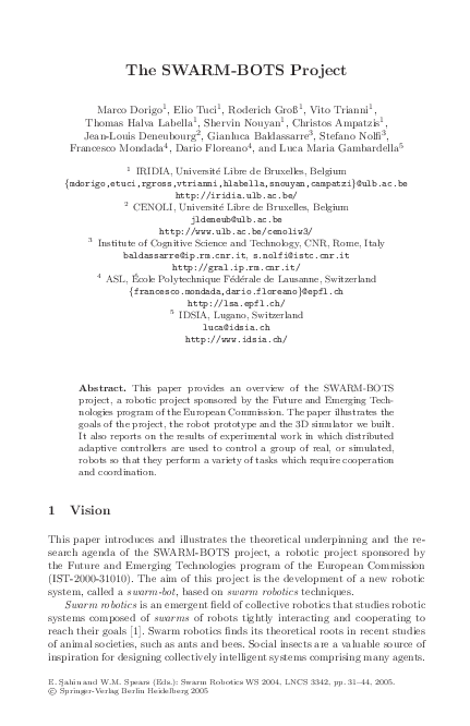(PDF) The SWARM-BOTS Project