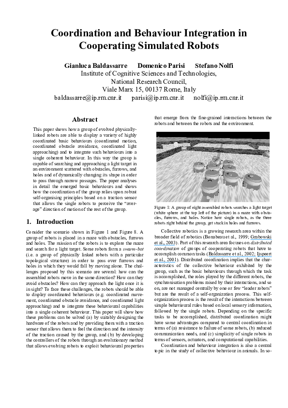 Pdf Coordination And Behaviour Integration In Cooperating Simulated Robots