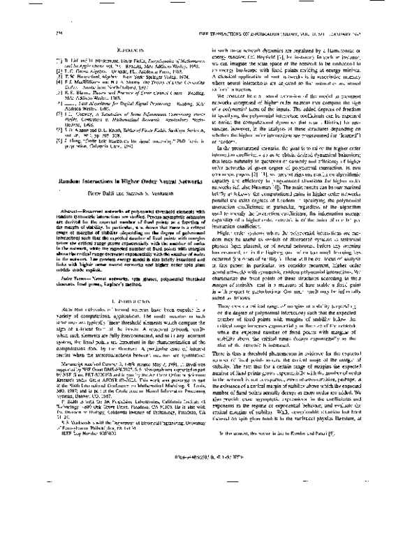 (PDF) Random interactions in higher order neural networks