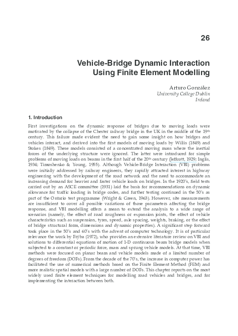 Pdf Vehicle Bridge Dynamic Interaction Using Finite Element Modelling