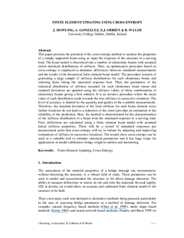 (PDF) Finite Element Model Updating Using Cross-Entropy