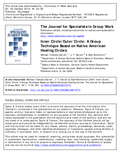 (PDF) Inner Circle/Outer Circle: A Group Technique Based on Native ...