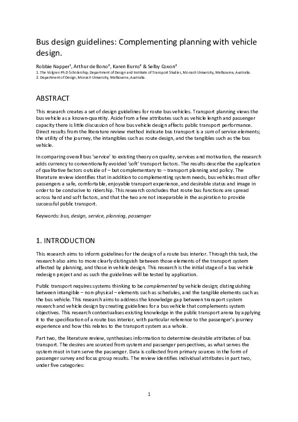 (PDF) Bus design guidelines: Complementing planning with vehicle design.