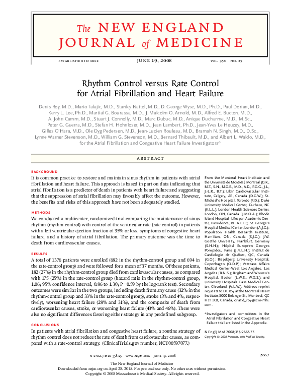 (PDF) Rhythm Control versus Rate Control for Atrial Fibrillation and ...