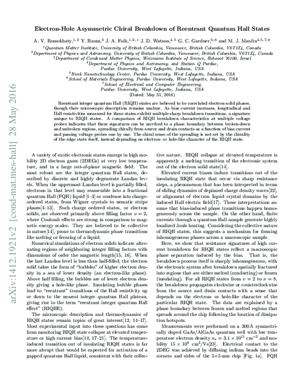 (PDF) Electron-Hole Asymmetric Chiral Breakdown of Reentrant Quantum ...