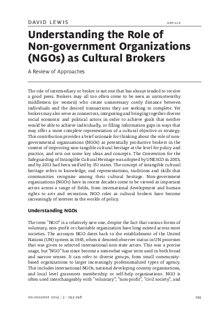 (PDF) Understanding the Role of Non-government Organizations (NGOs) as ...