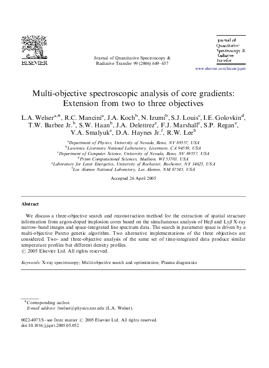 (PDF) Multi-objective spectroscopic analysis of core gradients ...