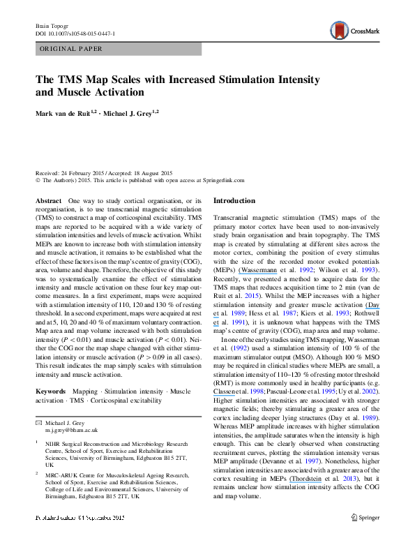 (PDF) The TMS Map Scales with Increased Stimulation Intensity and ...
