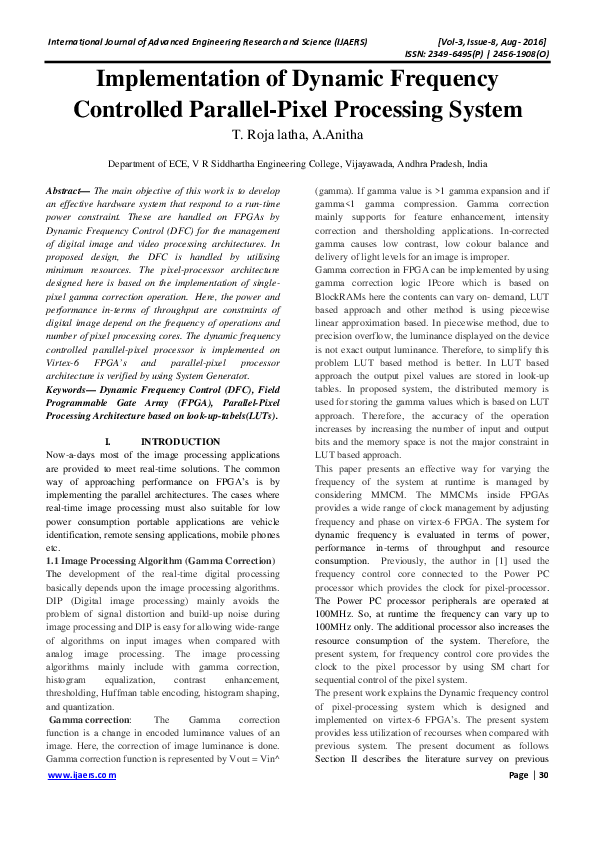 (PDF) Implementation of Dynamic Frequency Controlled Parallel-Pixel Processing System