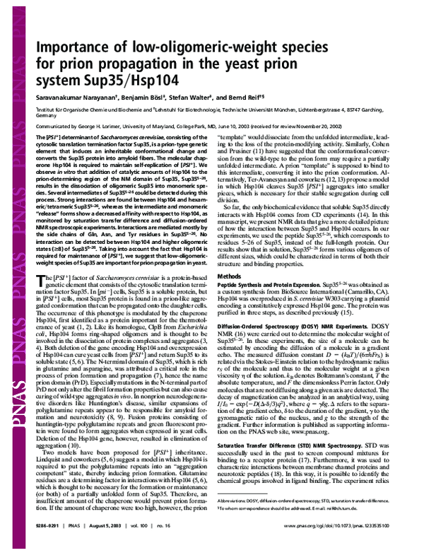(PDF) Importance of low-oligomeric-weight species for prion propagation ...