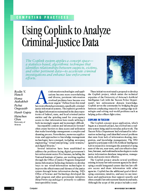 (PDF) Using Coplink to Analyze Criminal-Justice Data