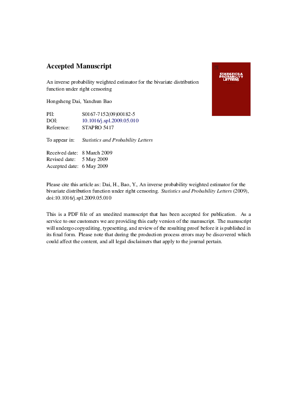 Pdf Bivariate Distribution Estimator Via Ipw