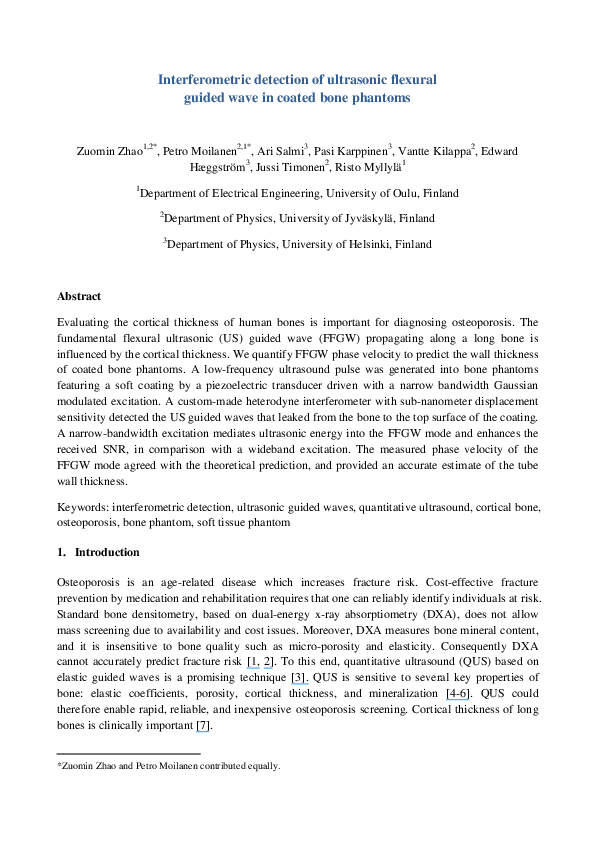 (PDF) Interferometric detection of ultrasonic flexural guided wave in ...