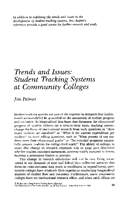 (PDF) Trends and issues: Student tracking systems at community colleges