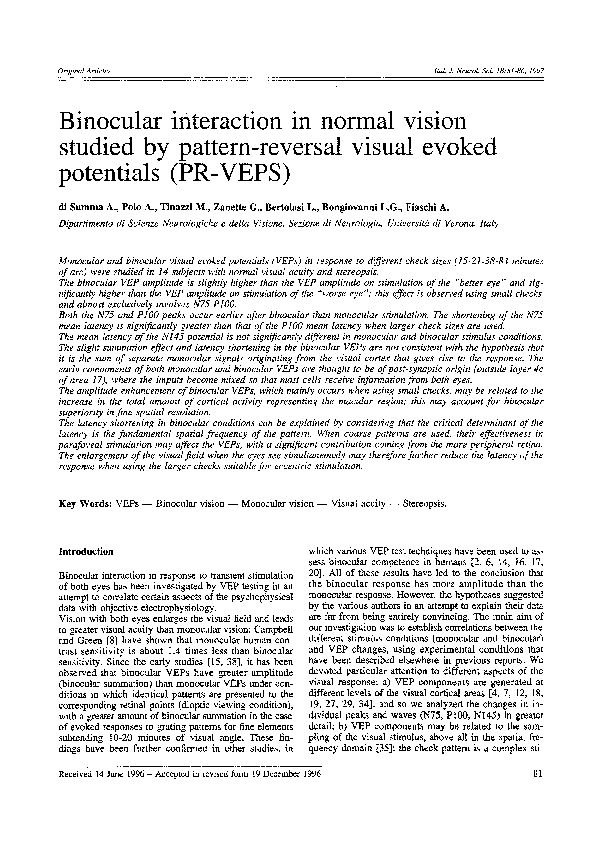 (PDF) Binocular interaction in normal vision studied by pattern ...