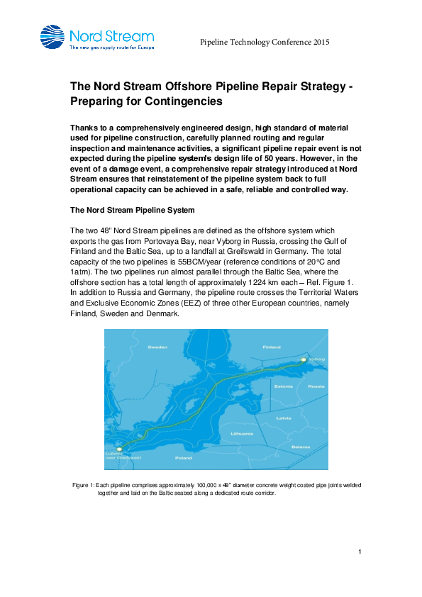 (PDF) The Nord Stream Offshore Pipeline Repair Strategy - Preparing for ...