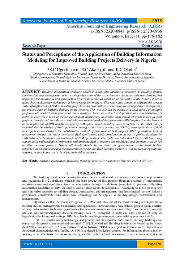 (PDF) Status and Perceptions of the Application of Building Information ...