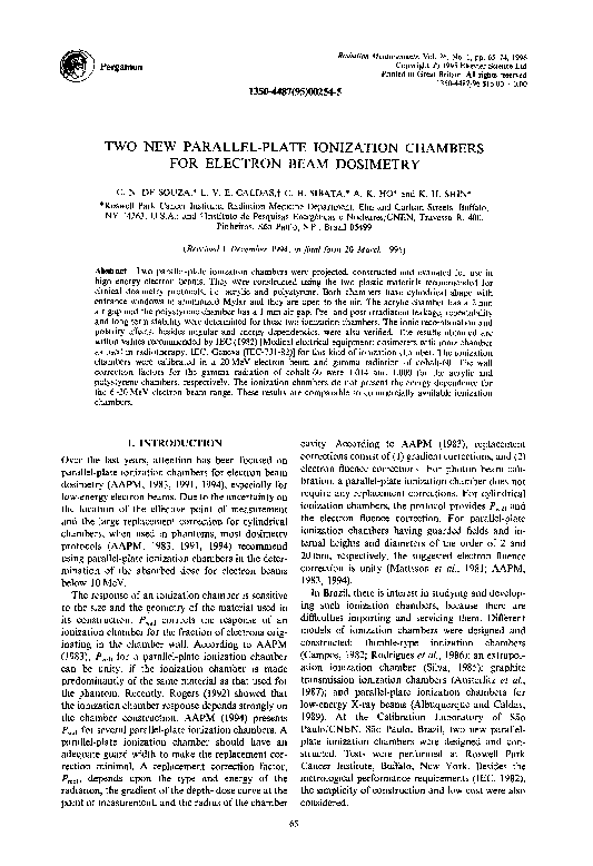 (PDF) Two new parallel-plate ionization chambers for electron beam ...