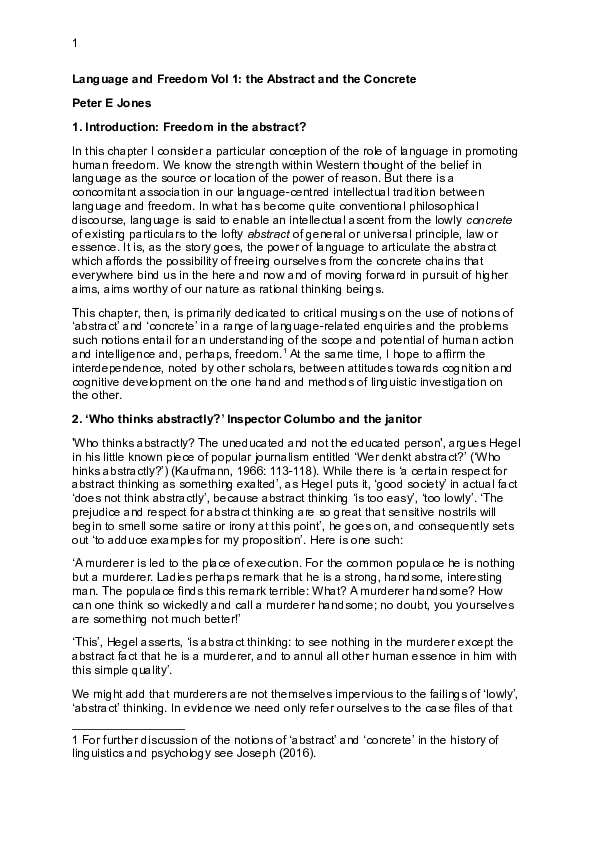 (DOC) Language and Freedom Vol 1: the Abstract and the Concrete