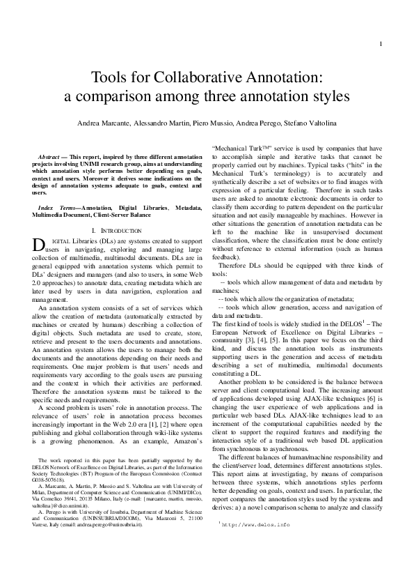 (PDF) Tools for Collaborative Annotation: a comparison among three ...