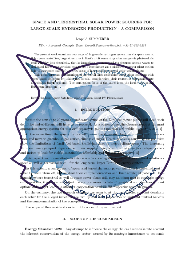 (PDF) Space and Terrestrial Solar Power Sources for Large-Scale ...