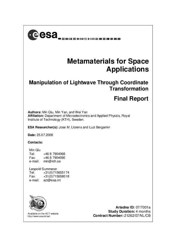 (PDF) Metamaterials for Space Applications