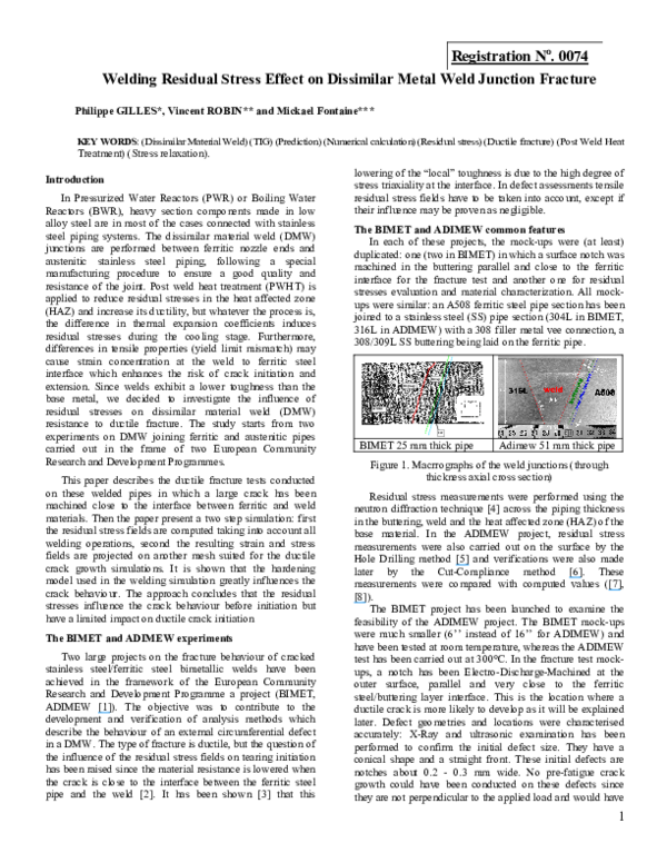(PDF) Welding Residual Stress Effect on Dissimilar Metal Weld Junction ...