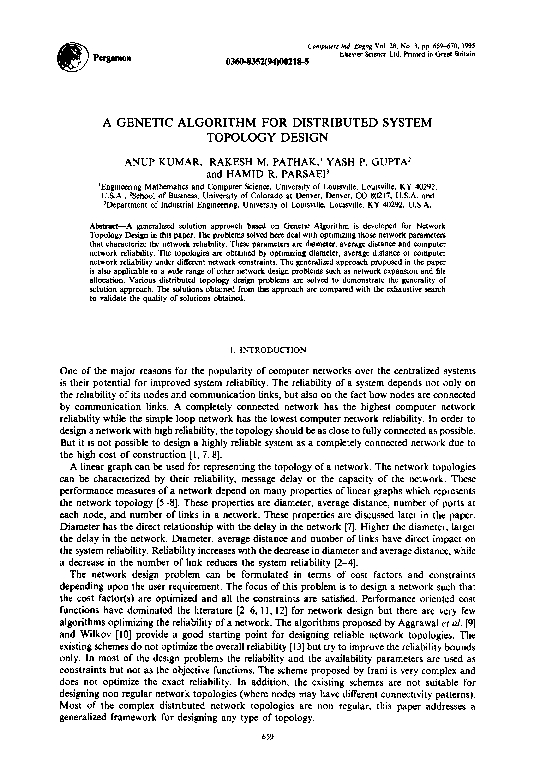Pdf A Genetic Algorithm For Distributed System Topology Design