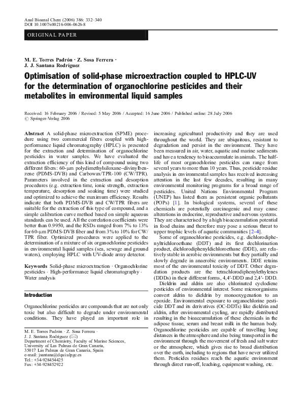 Pdf Optimisation Of Solid Phase Microextraction Combined With Gas
