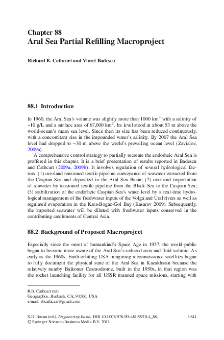 (PDF) Aral Sea Partial Refill with Imported Caspian Sea Water