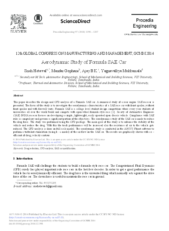 Aerodynamic Study of Formula SAE Car