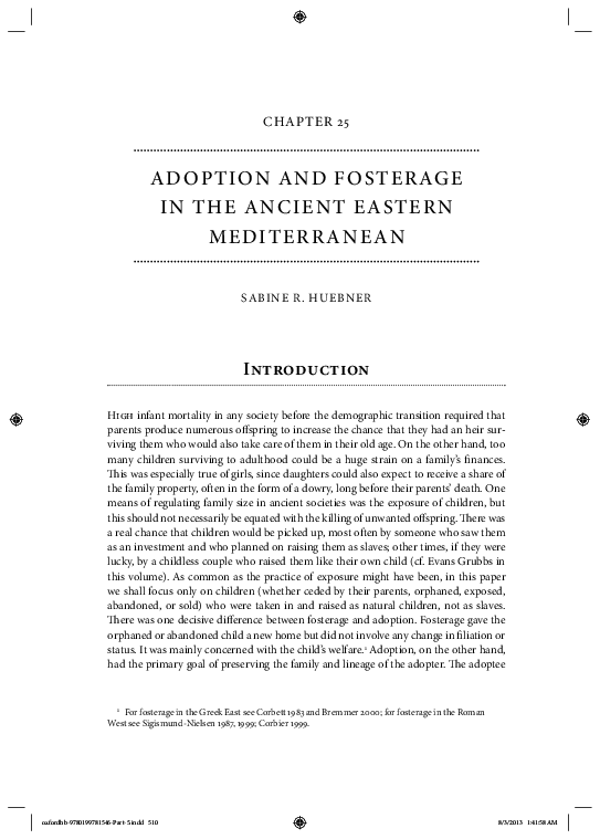 (PDF) „Adoption and Fosterage in the Ancient Eastern Mediterranean,“ in ...