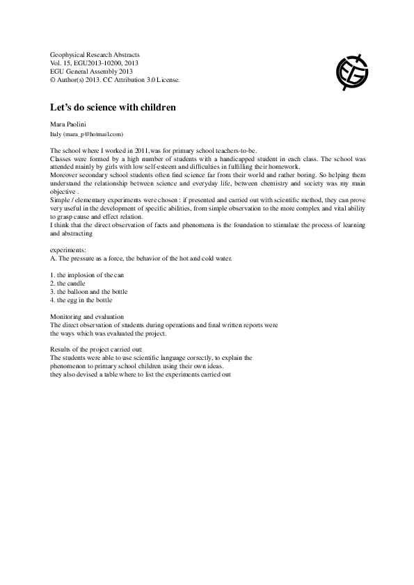 (PDF) Let's do science with children