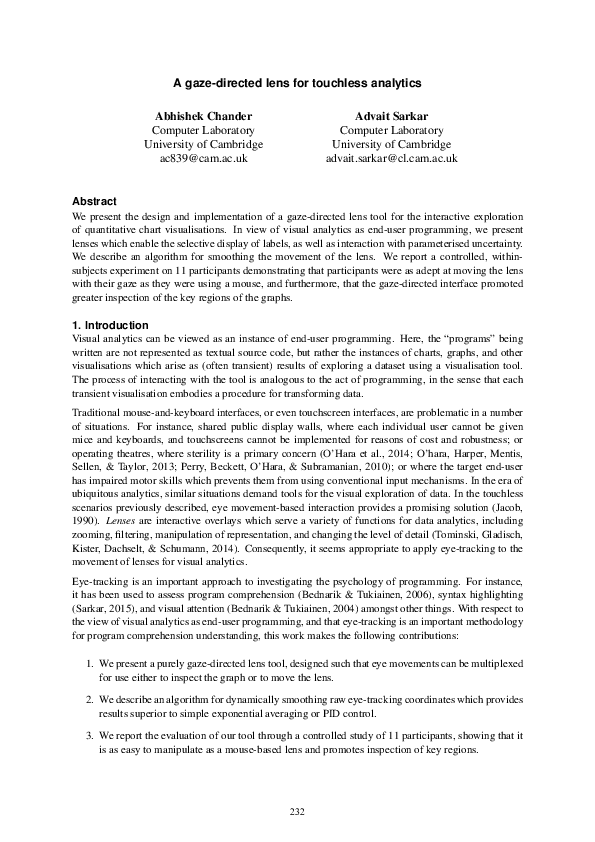 (PDF) A gaze-directed lens for touchless analytics