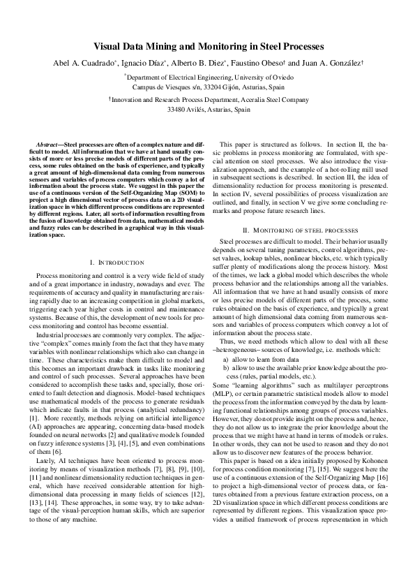 (PDF) Visual data mining and monitoring in steel processes