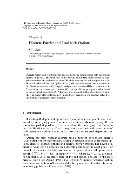 (PDF) Discrete Barrier and Lookback Options