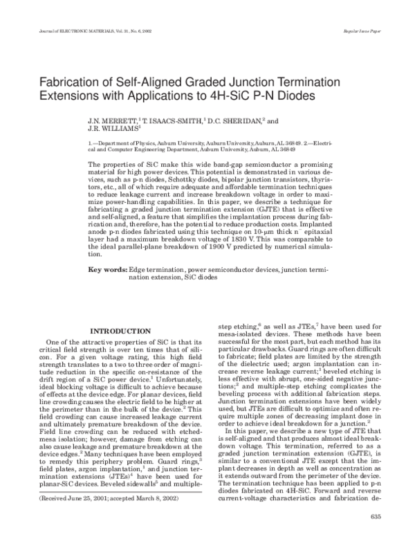 (PDF) Fabrication of self-aligned graded junction termination ...