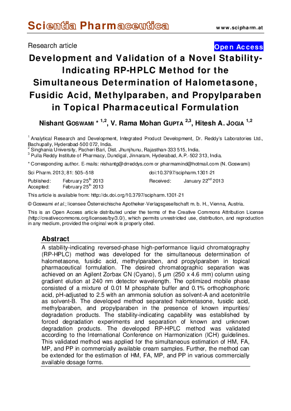 (PDF) Development and Validation of a Novel Stability-Indicating LC Method for the Determination ...
