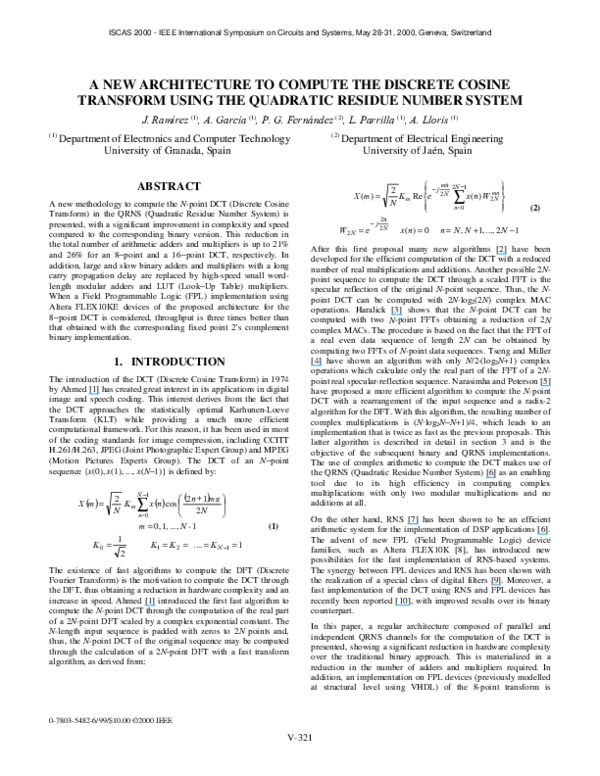 (PDF) A new architecture to compute the discrete cosine transform using the quadratic residue ...
